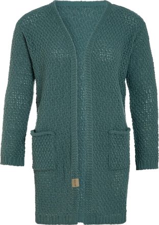 Knit Factory Luna Strickjacke - Mittellange Damen Strickjacken mit Taschen - Cardigan mit Wolle - Grobstrickjacke - Hochwertige Qualit&auml;t - Laurel - 36/38