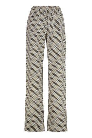 Burberry Womens Straight Cotton Trousers Grey