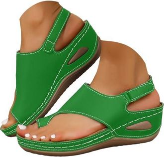 Generic Sandales orthop&eacute;diques compens&eacute;es pour femme - Sandales d&eacute;t&eacute; habill&eacute;es &agrave; talons compens&eacute;s - Bout ouvert - Sangle de cheville - Antid&eacute;rapantes - Confor