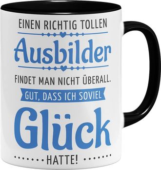 OM3 Einen richtig tollen Ausbilder - Dankeschön - Abschied Tasse mit Spruch Abschiedsgeschenk - Keramik Becher - 11oz 325ml - Beidseitig Bedruckt - Schwar