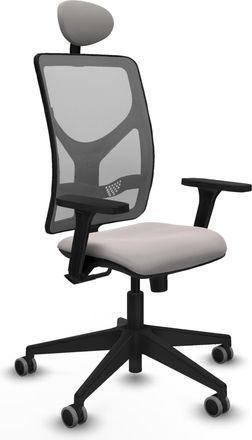 Piqueras y Crespo Schreibtischstuhl, wei&szlig; und grau, mit 3D-Armlehnen, h&ouml;henverstellbarer Lendenwirbelst&uuml;tze und festem Kopfteil, ausgestattet mit 3 Positionen und Schne