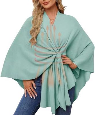 Generic Ch&acirc;le - Couverture ouverte sur le devant, ch&acirc;les et enveloppes, ch&acirc;le &eacute;l&eacute;gant, cape ch&acirc;le, poncho cardigan pour robes de soir&eacute;e, vert clair, Refer to 