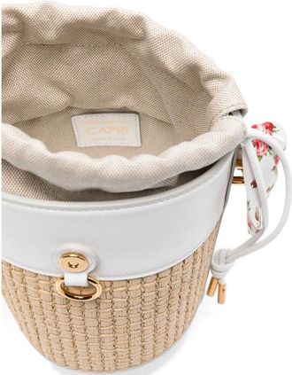 Dolce & Gabbana Floral Print Drawstring Shoulder Bag - White