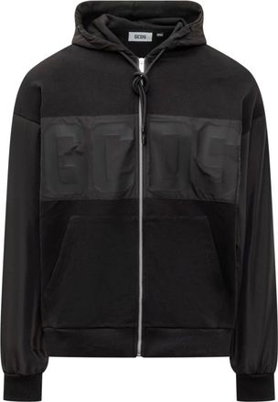 GCDS Gcds, Homme, Sweatshirts et sweats &agrave; capuche, Noir, Taille: L Logo Zip-Up Sweat &agrave; capuche