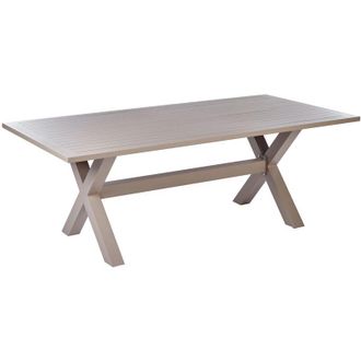 Beliani Gartentisch Taupe Aluminium Rechteckig 200 x 105 cm X-Beine Modernes Design Tisch f&uuml;r 6 Personen Terrasse Outdoor Ausstattung