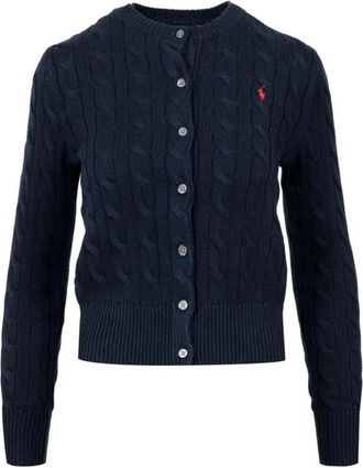 Polo Ralph Lauren Femme, Pulls, Bleu, Taille: 38 FR Cardigan Boutonn&eacute; en Coton &agrave; Col Rond