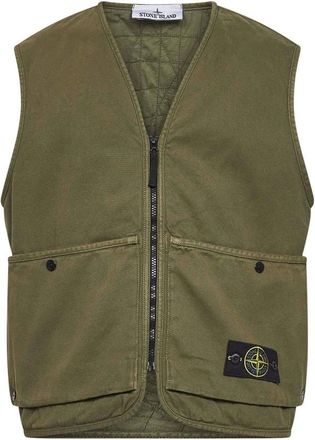 Stone Island Homme, Vestes, Vert, Taille: XL V-neck Gilet
