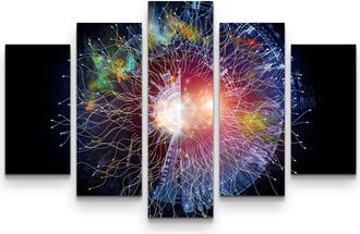 Paul Sinus Art Leinwandbilder | Bilder Leinwand 160x100cm Geometrie des virtuellen Weltall