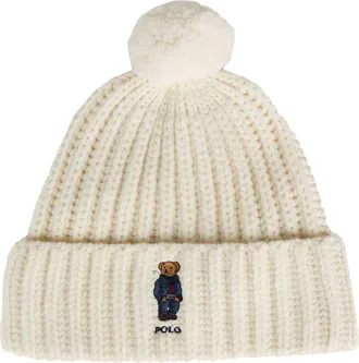 Ralph Lauren Polo Bear Rib Pom-Pom Beanie Hat