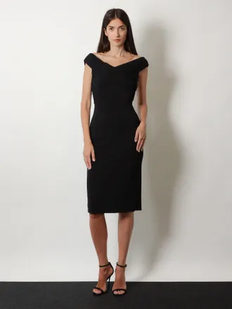 Dolce & Gabbana Womens Fitted Organzino Cr&ecirc;pe Dress Black Viscose