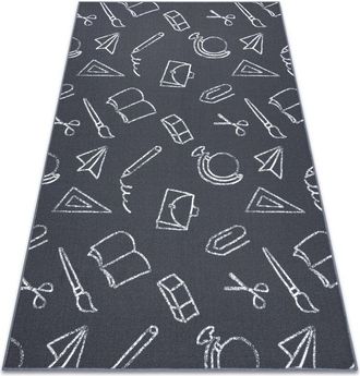 RugsX Teppich f&uuml;r Kinder SCHOOL Schule grau grey 100x250 cm