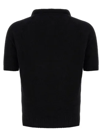 Maryya Boucl&eacute; Cotton Polo Shirt - Black