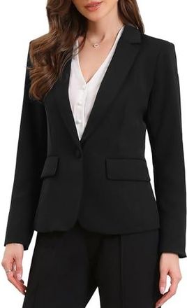 Allegra K Blazers Femmes Manches Longues Chic et Élégant Fermeture à 1 Bouton Vestes de Costume de Bureau avec Épaulettes Noir M