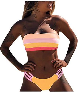 Generic Bikini pour femme - Ensemble sexy et &eacute;l&eacute;gant - Deux pi&egrave;ces - Triangle - Col en V - Push Up - Bikini - Maillot de bain - Maillot de bain incurv&eacute; - Haut