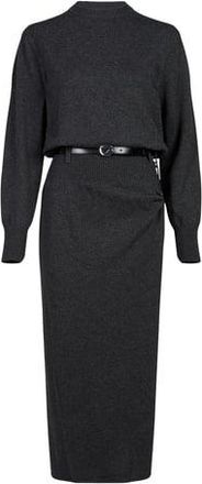 Coperni Robe longue ceintur&eacute;e avec fente en cachemire et laine