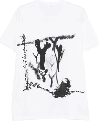 Yohji Yamamoto cotton print T-shirt - Wei&szlig;