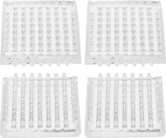 SOLUSTRE M&ouml;belgreifer f&uuml;r Hartholzb&ouml;den 4 St&uuml;ck Quadratisch 48mm aus Transparentem Kunststoff mit Z&auml;hnen M&ouml;belgleiter Stuhlbeinpolster Bodenschutz Sofastopper