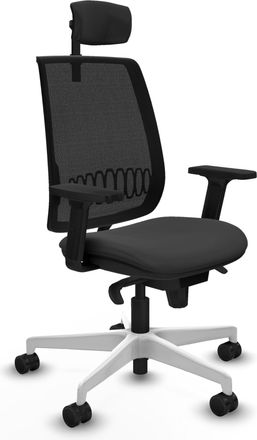 Piqueras y Crespo Alares Stuhl mit Lendenwirbelst&uuml;tze mit 2D-Armlehnen und h&ouml;henverstellbarem Kopfteil, ausgestattet mit 5 Positionen und eingespritztem Schaum. Schwarz