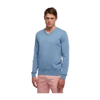Brooks Brothers Mak&ograve; Cotton V-Neck Pullover - - Knitwear - Herren - Blau - XL