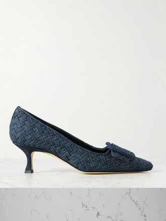 Manolo Blahnik Escarpins En Jean Tressé À Boucles Maysale 70 - Bleu