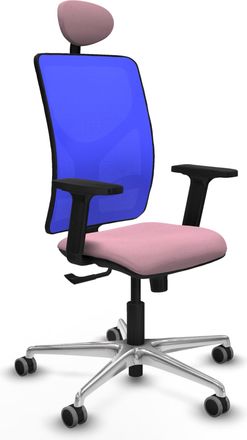 Piqueras y Crespo B&uuml;rostuhl mit verstellbarer R&uuml;ckenlehne, 2D-Armlehnen, h&ouml;henverstellbare Lendenwirbelst&uuml;tze und festes Kopfteil, ausgestattet mit 3 Positionen, Blau/R