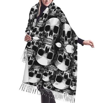 Generic Cr&acirc;ne Humain Noir Et Blanc Femme Etole &Eacute;pais Ch&acirc;le Wrap Confortable Scarf Pour Automne Hiver Mariage Soir&eacute;e