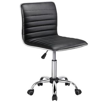 Yaheetech Chaise de Bureau Ergonomique Tabouret Bas sans Accoudoir Tabouret Bureau &agrave; roulettes Assise R&eacute;glable Charge 120 kg Noir