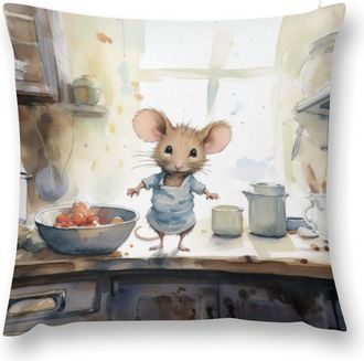 Generic Kissenh&uuml;lle Maus K&uuml;chenfarbe Dekoration Kopfkissenbezug Voll Waschbar Zierkissenbez&uuml;ge 2Er Set F&uuml;r Cafe Decor Garden Bed