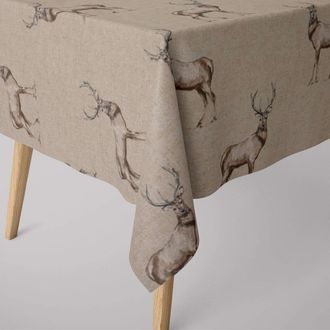 Schöner Leben Tischdecke Fryetts Landhaus Hirsch Natur braun, Größe:100x100cm