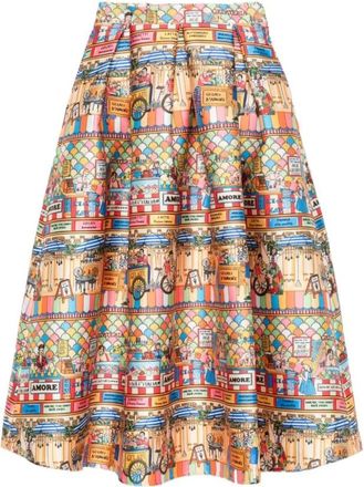 Alessandro Enriquez Femme, Jupes, Multicolore, Taille: 40 FR Printed Midi Skirt
