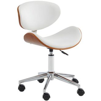 Vente-Unique Chaise de bureau MONTENEGRO - Hauteur Ajustable - Simili - Noyer et Blanc