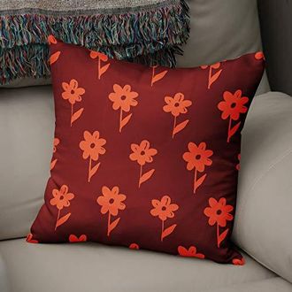 Bonamaison Le Jardin du Lin Kissen Zierkissenbezug Kissenbezug, Orange & Bordeaux Dekoration, Weich Bequem, Für Zuhause Autos Büro Sofa Wohnzimmer Couch Schlafzi