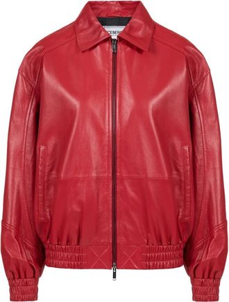 Iceberg Femme, Vestes, Rouge, Taille: 34 FR Leather Bomber Short Jacket