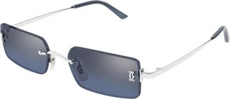 Cartier Rechteckige Metallsonnenbrille - - Accessories - unisex - Grau - 54 MM