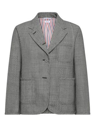 Thom Browne blazer crop &agrave; motif Prince de Galles - Gris