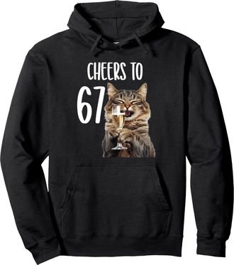 BDAZ Cheers to 67 Lustige Katze Champagner Meme New Years Pullover Hoodie