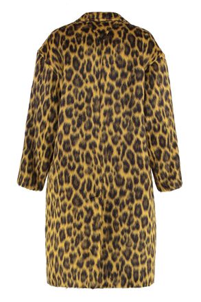 Bottega Veneta Womens Coat With Leopard Print Camel Alpaca Wool