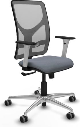 Piqueras y Crespo Drehstuhl Grau mit wei&szlig;en und schwarzen Armlehnen, h&ouml;henverstellbare Lendenwirbelst&uuml;tze, ausgestattet mit Sincro 3 Positionen und Schneideschaum, Grau