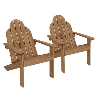 ML Design ECD Germany Adirondack-Stuhl 2er Set aus Tannenholz Massiv, 92,5x70x89 cm, Braun, Gartenstuhl mit Rückenlehne & Armlehnen, Holzstuhl, Wetterfeste Gart