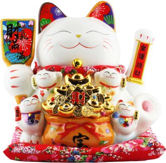 Freak Scene Gl&uuml;ckskatze - Maneki-Neko - Winkekatze aus Porzellan 30 cm wei&szlig; - Maneki Neko 03