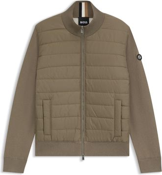 BOSS Herren H-Hernesto Jacke aus verschiedenen Materialien mit wattierter Vorderseite Hellbraun XXL