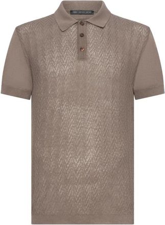 low brand Homme, Tops, Beige, Taille: 2XL Chevron Polo