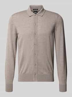 HUGO BOSS Strickjacke aus Wolle mit Hemdkragen