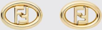 Fendi Ovale goldfarbene Metall-Ohrstecker mit FF-Monogramm