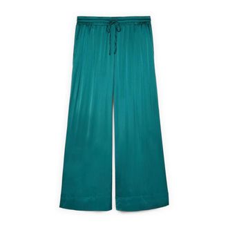 Fiorella Rubino Weite Hose aus Viskosesatin - - Trousers - Damen - Gr&uuml;n - XS