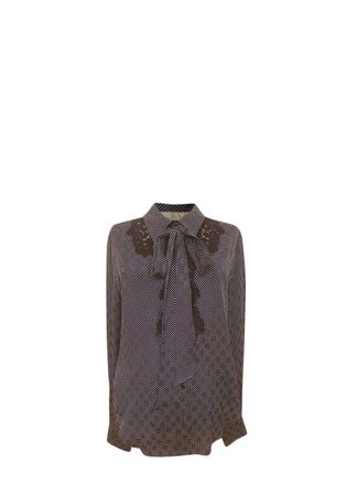 Chlo&eacute; Black Silk Crepe Polka Dot Blouse Size L