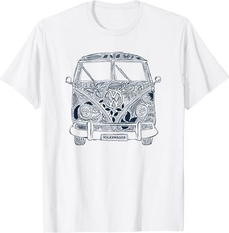 Volkswagen Camper Blumen Design Vatertag T-Shirt