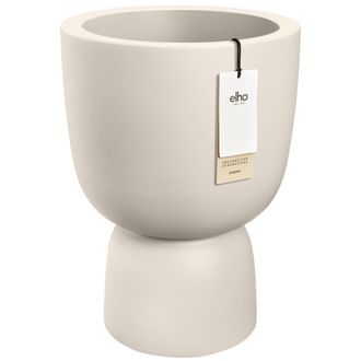 ELHO Amber Coupe Rund 35 - Blumentopf f&uuml;r Innen und Au&szlig;en - 100% Recyceltem Plastik - &Oslash; 34.9 x H 49.0 cm - Wei&szlig;/Leinenwei&szlig;