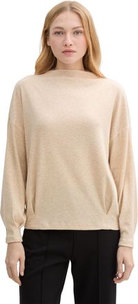 Tom Tailor Damen Sweatshirt mit Stehkragen, 13523 - Cargo Beige Melange, XXL