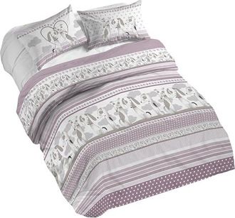 Pensieri delicati Bettwäsche-Set für Doppelbett, 100% Baumwolle, komplett mit Bettbezug 250 x 200 cm und 2 Kissenbezügen 52 x 82 cm, hergestellt in Italien, maschinenwa